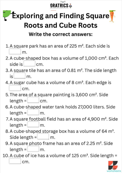 Squares and Cubes 35. Interactive worksheet | TopWorksheets