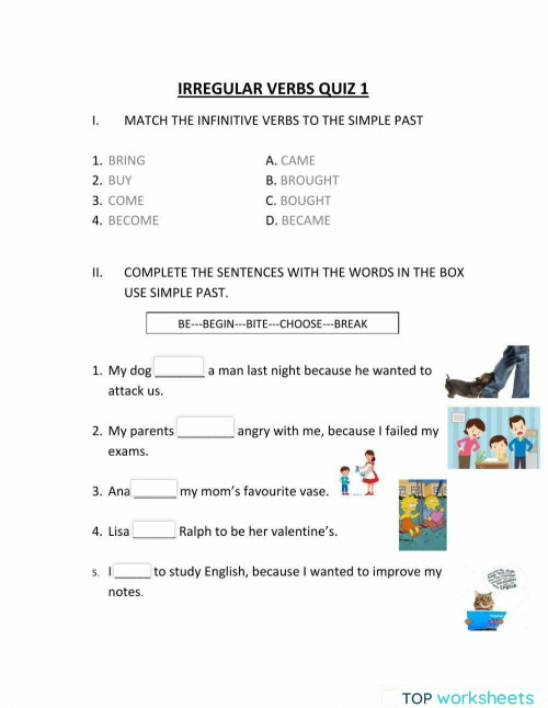 Verb quiz 1. Interactive worksheet | TopWorksheets