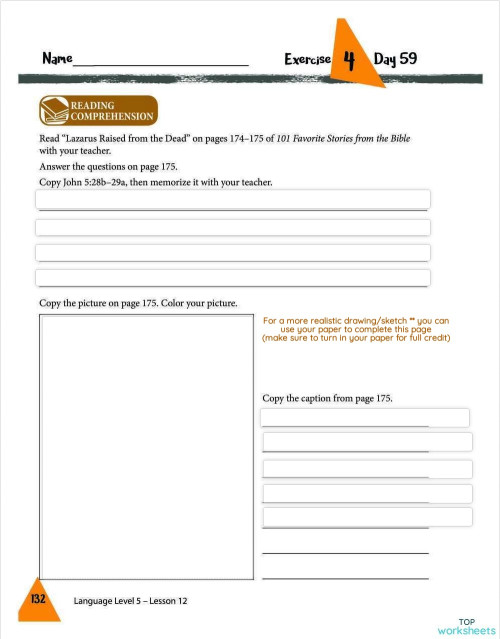 Lesson 12: Reading Comprehension Pg 132 Ex 4. Interactive worksheet ...