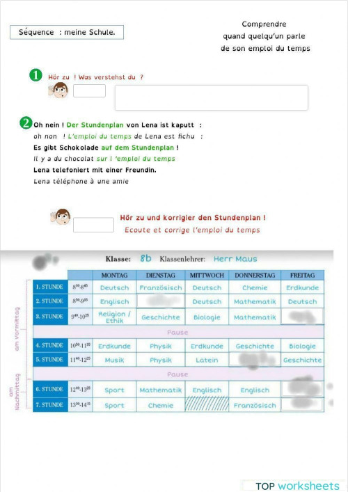 Schule. Interaktives Arbeitsblatt | TopWorksheets