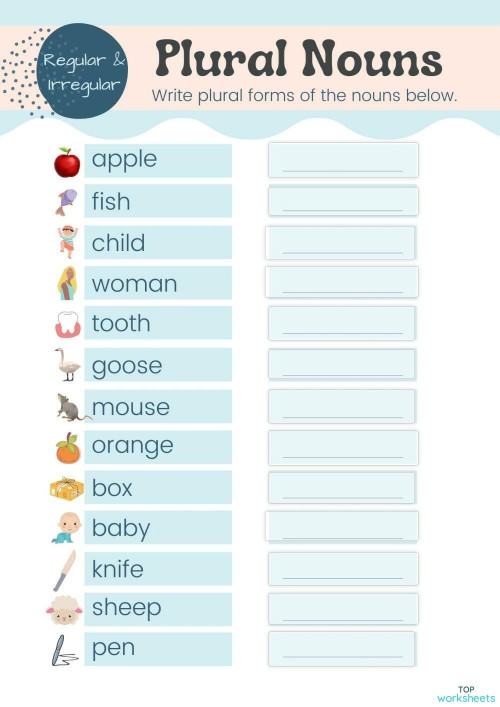 Plural of Nouns Worksheet. Interactive worksheet | TopWorksheets