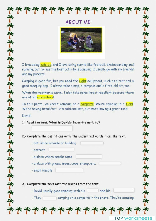 About me. Interactive worksheet | TopWorksheets