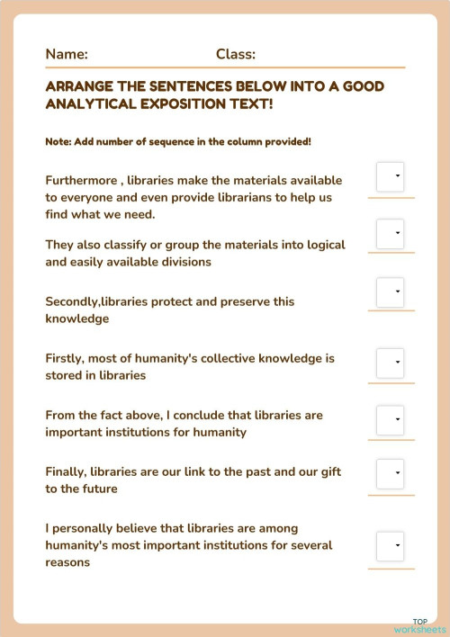 Activity 1 Jumbled Analytical Exposition Text. Interactive worksheet ...