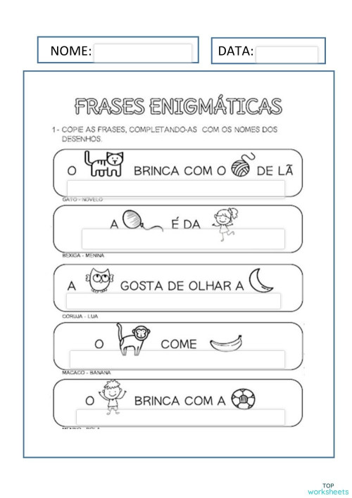 Frases enigmáticas. Ficha interativa | TopWorksheets