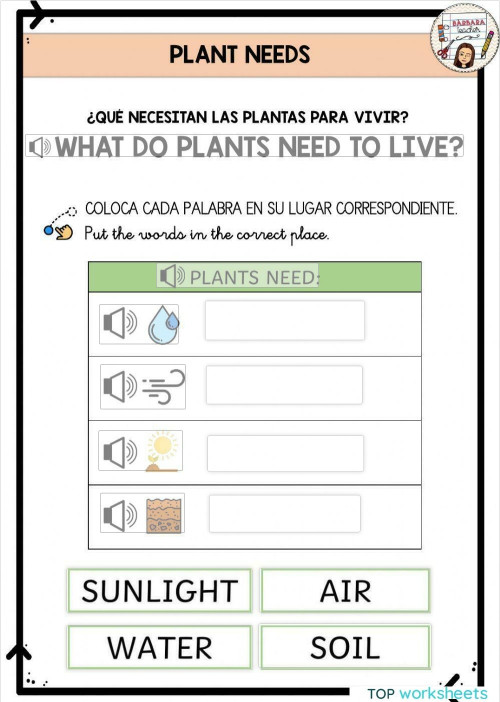 Plant needs. Interactive worksheet | TopWorksheets