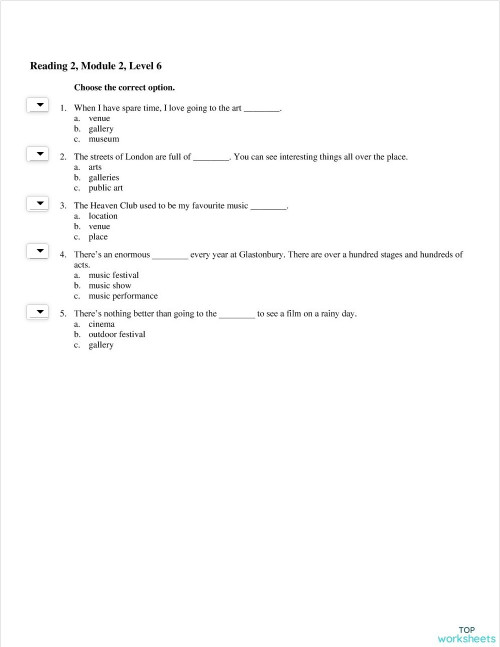 LVL 6 | Module 2 - Reading. Ficha interactiva | TopWorksheets