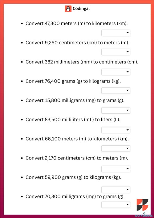 M_G04M10L34_WA02_Small and big units of conversion. Interactive worksheet | TopWorksheets