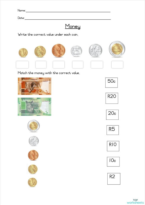 Money worksheet. Interactive worksheet | TopWorksheets