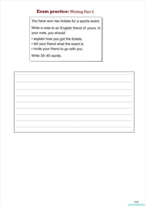 PET WRITING PART 2 PRACTICE. Interactive worksheet | TopWorksheets