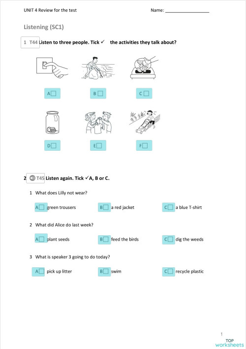 Review for the test u4 6th grade. Interactive worksheet | TopWorksheets