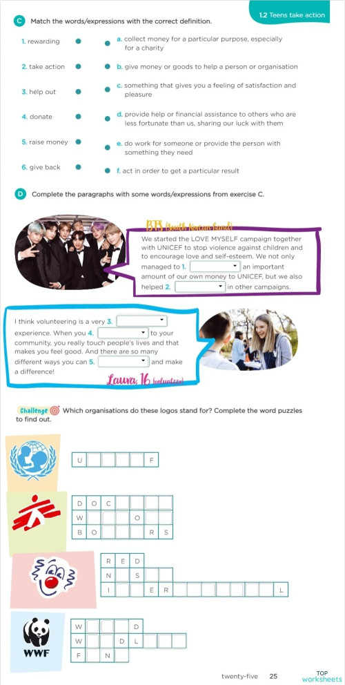 Vocabulary: interactive worksheets and online exercises | TopWorksheets
