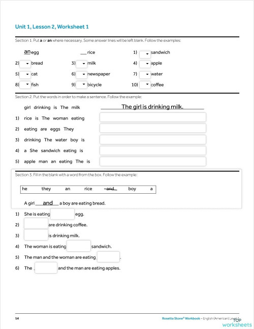 Rosetta Stone Unit 1 Lesson 2 Workbook. Interactive worksheet ...