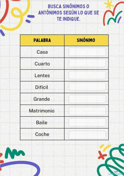 Español: fichas interactivas y ejercicios online | TopWorksheets