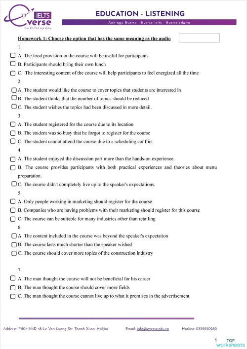 [Ground] Homework Listening Education. Interactive worksheet ...