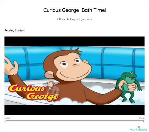 Curious George 🐵 Bath Time!. Interactive worksheet | TopWorksheets