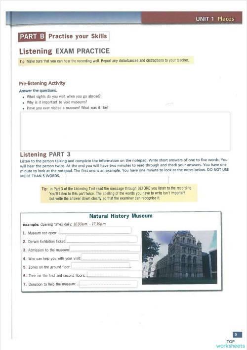 Unit 1 Listening. Interactive worksheet | TopWorksheets