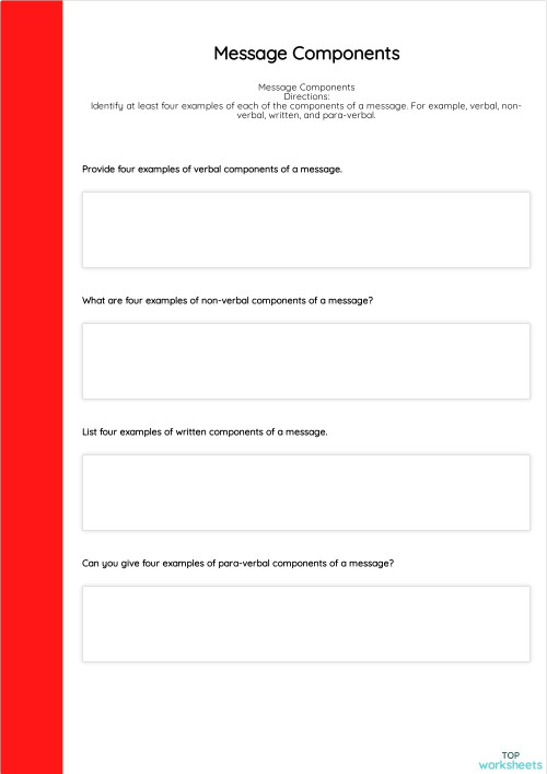 Message Components. Interactive worksheet | TopWorksheets