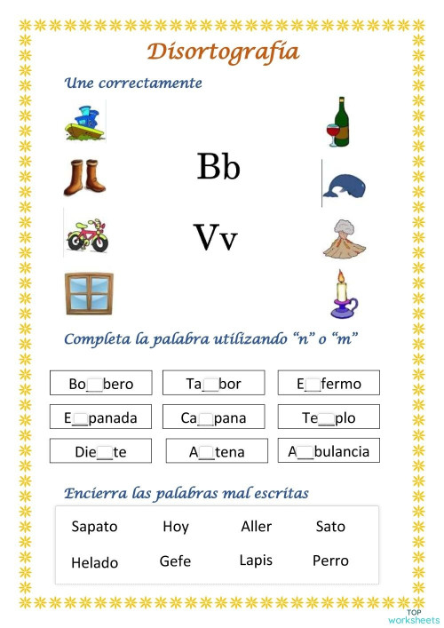 Disortografía. Ficha interactiva | TopWorksheets