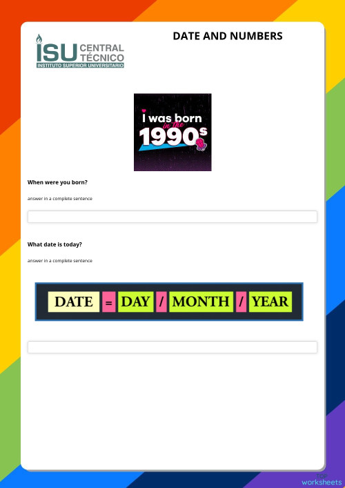 DATE AND NUMBERS. Interactive worksheet | TopWorksheets