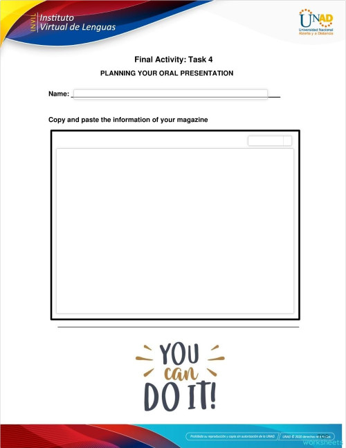 Planning your Oral presentation. Ficha interactiva | TopWorksheets