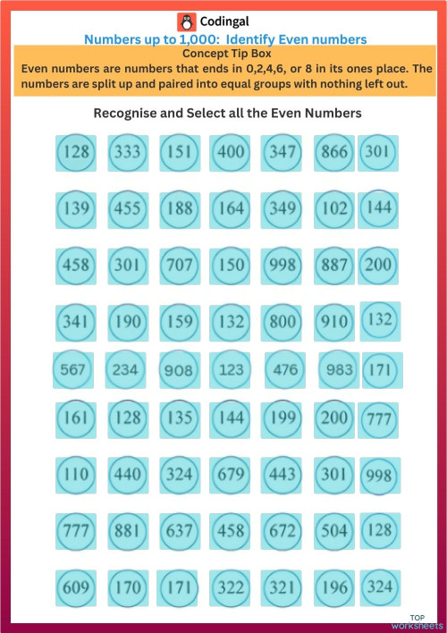 M_G03M03L06_WC01_Identify_even_numbers_1. Interactive worksheet ...