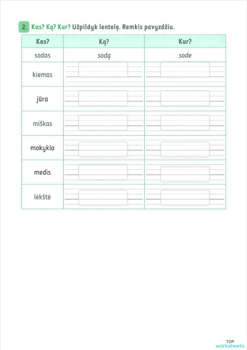 Daiktavardžių linksniai. Interactive worksheet | TopWorksheets