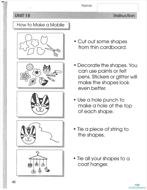 Unit 18 How to Make a Mobile. Interactive worksheet | TopWorksheets