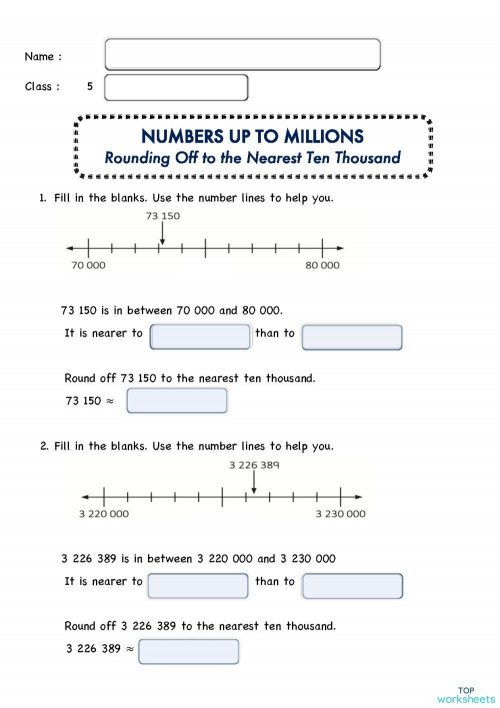 Round Off to the nearest Ten Thousand. Interactive worksheet ...