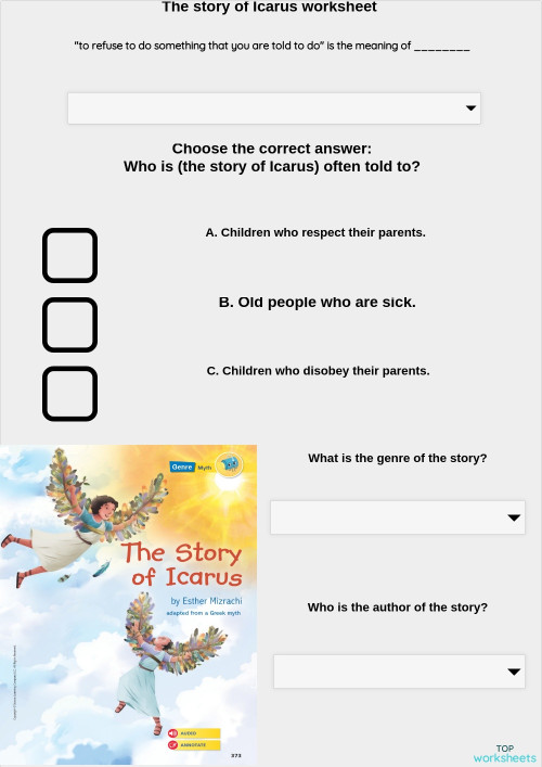 The story of Icarus 1. Interactive worksheet | TopWorksheets