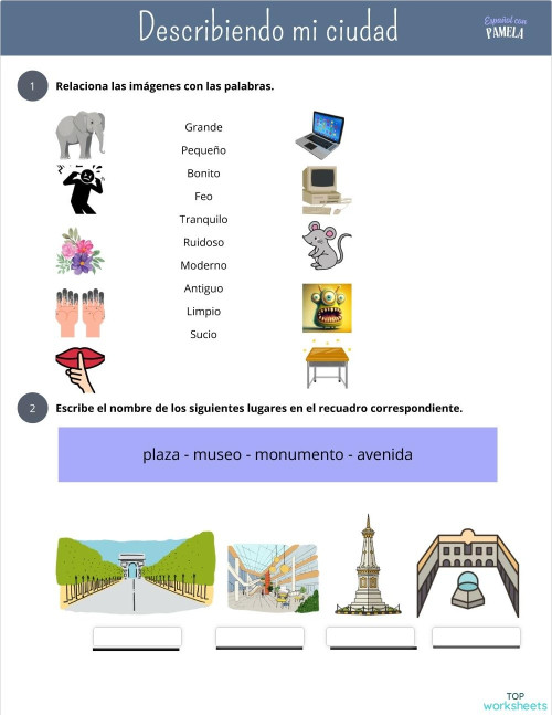 Describiendo mi ciudad. Ficha interactiva | TopWorksheets