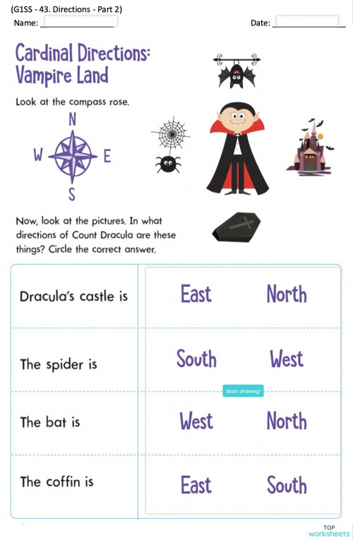 G1SS - 43. Directions - Part 2. Interactive worksheet | TopWorksheets