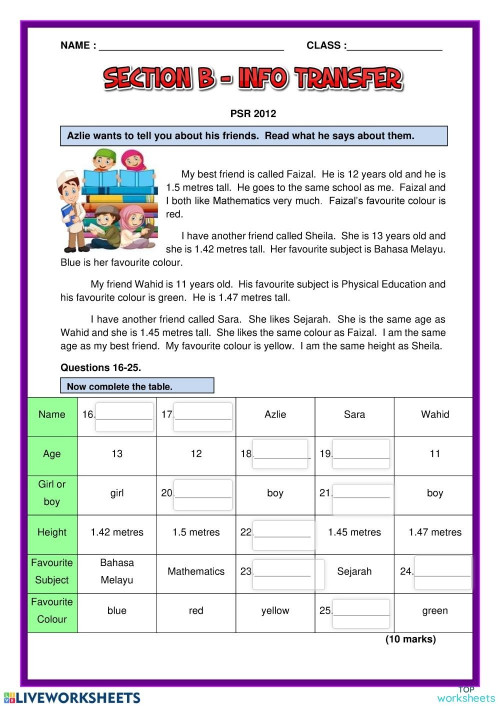 Information Transfer 2012. Interactive worksheet | TopWorksheets