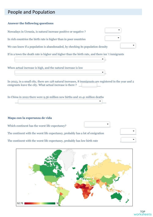Social L4. People and Population III. Interactive worksheet | TopWorksheets