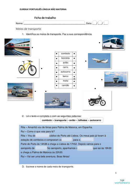 ficha de trabalho 1. Ficha interativa | TopWorksheets