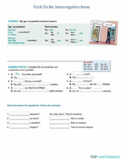 Verb To Be interrogative form. Interactive worksheet | TopWorksheets