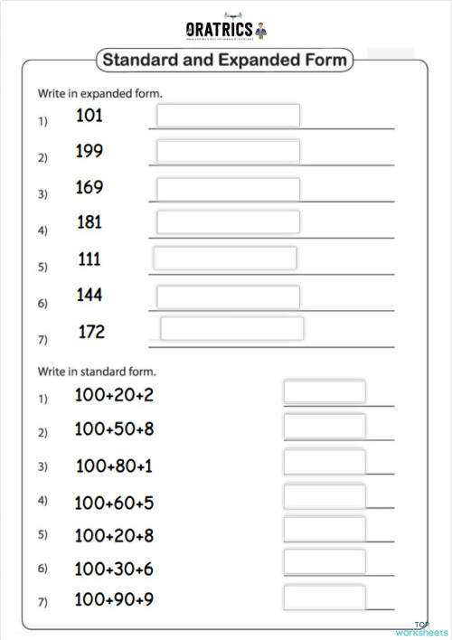 Standard and Expanded 4444. Interactive worksheet | TopWorksheets