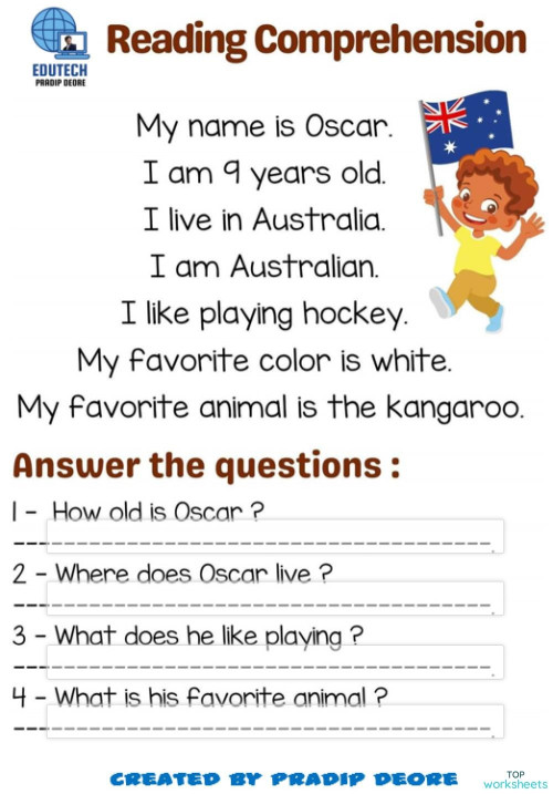 Reading comprehention. Interactive worksheet | TopWorksheets