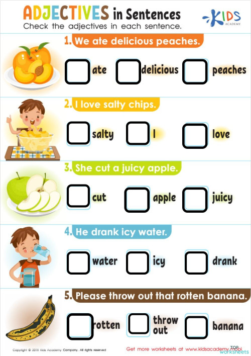 Adjectives. Interactive worksheet | TopWorksheets
