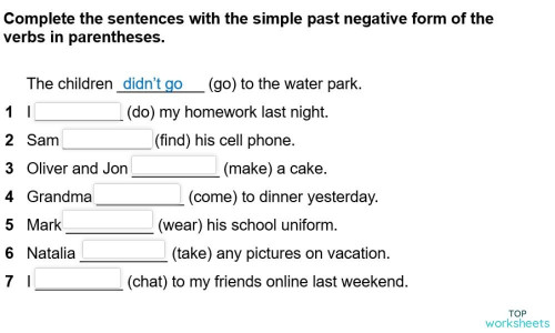 unit 4 simple past. Interactive worksheet | TopWorksheets