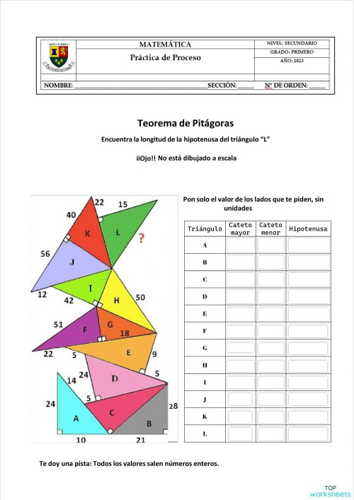 Problemas De Teorema De Pitgoras Ficha Interactiva Topworksheets