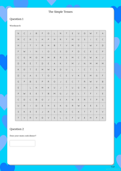 The Simple Tenses. Interactive worksheet | TopWorksheets