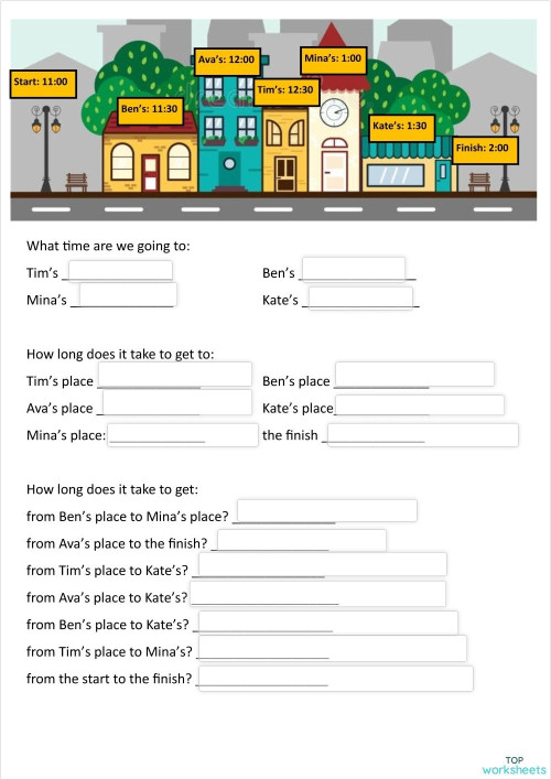 How long does it take?. Interactive worksheet | TopWorksheets