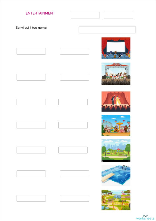 Entertainment - Vocabulary. Interactive worksheet | TopWorksheets