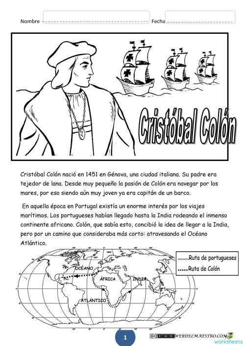 Guía "Cristóbal Colón". Ficha interactiva | TopWorksheets