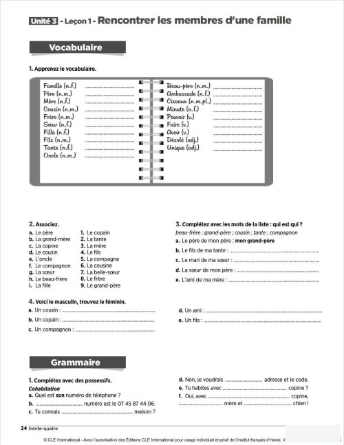 unité 3 -vivre dans une famille. Fiche interactive | TopWorksheets