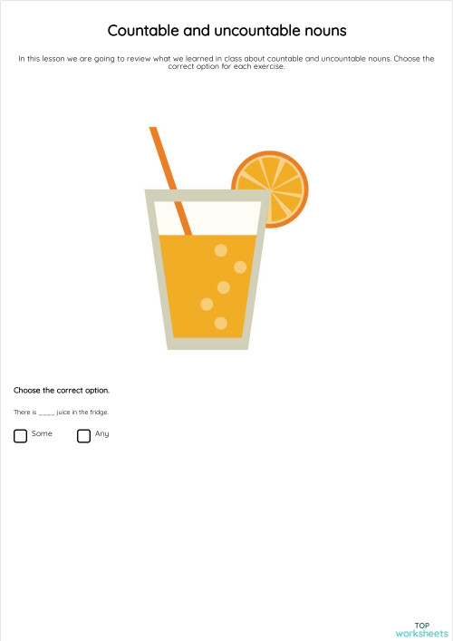 Countable and uncountable nouns. Interactive worksheet | TopWorksheets