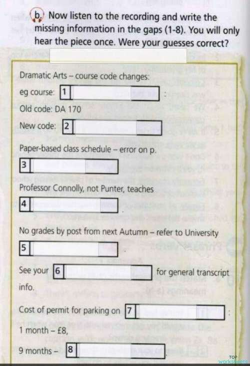 COMTO practice University studies. Interactive worksheet | TopWorksheets