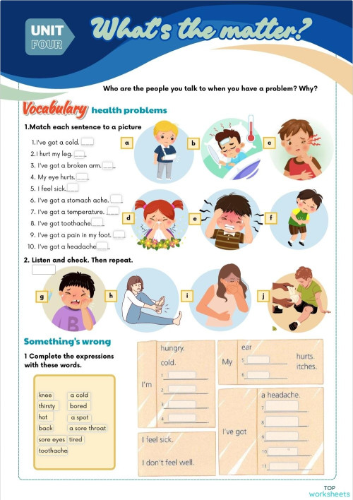 IV Unit 1 Health Problem (4th). Interactive worksheet | TopWorksheets