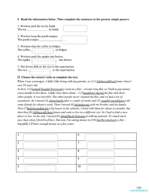 READING TEST 1. Interactive worksheet | TopWorksheets