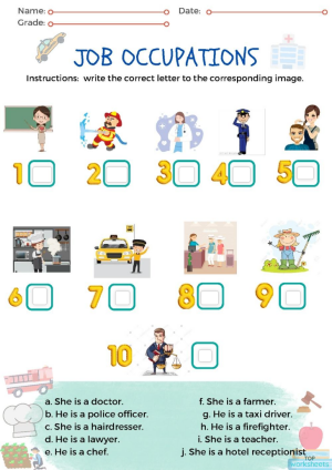 Job Occupations. Interactive worksheet | TopWorksheets